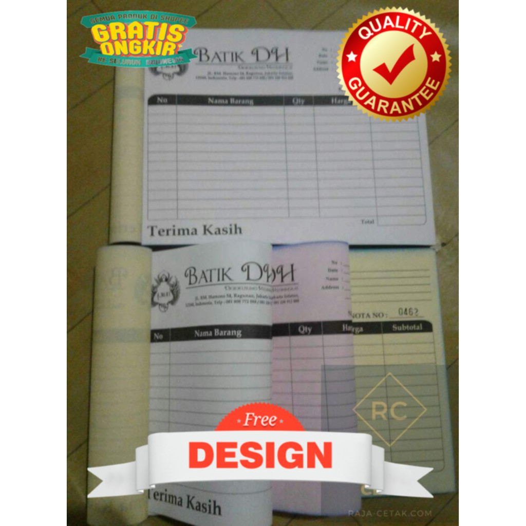 Jual Cetak Nota 3 Rangkap x 2000 Lembar / Kwitansi / Invoice - Gratis ...