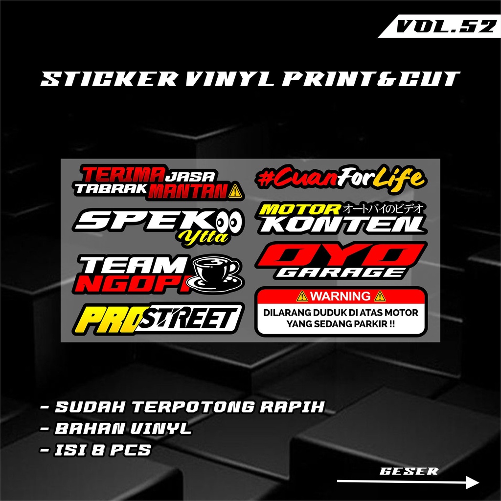Jual Sticker Racing Vinyl Pack Print & Cut Stiker Motor | Shopee Indonesia