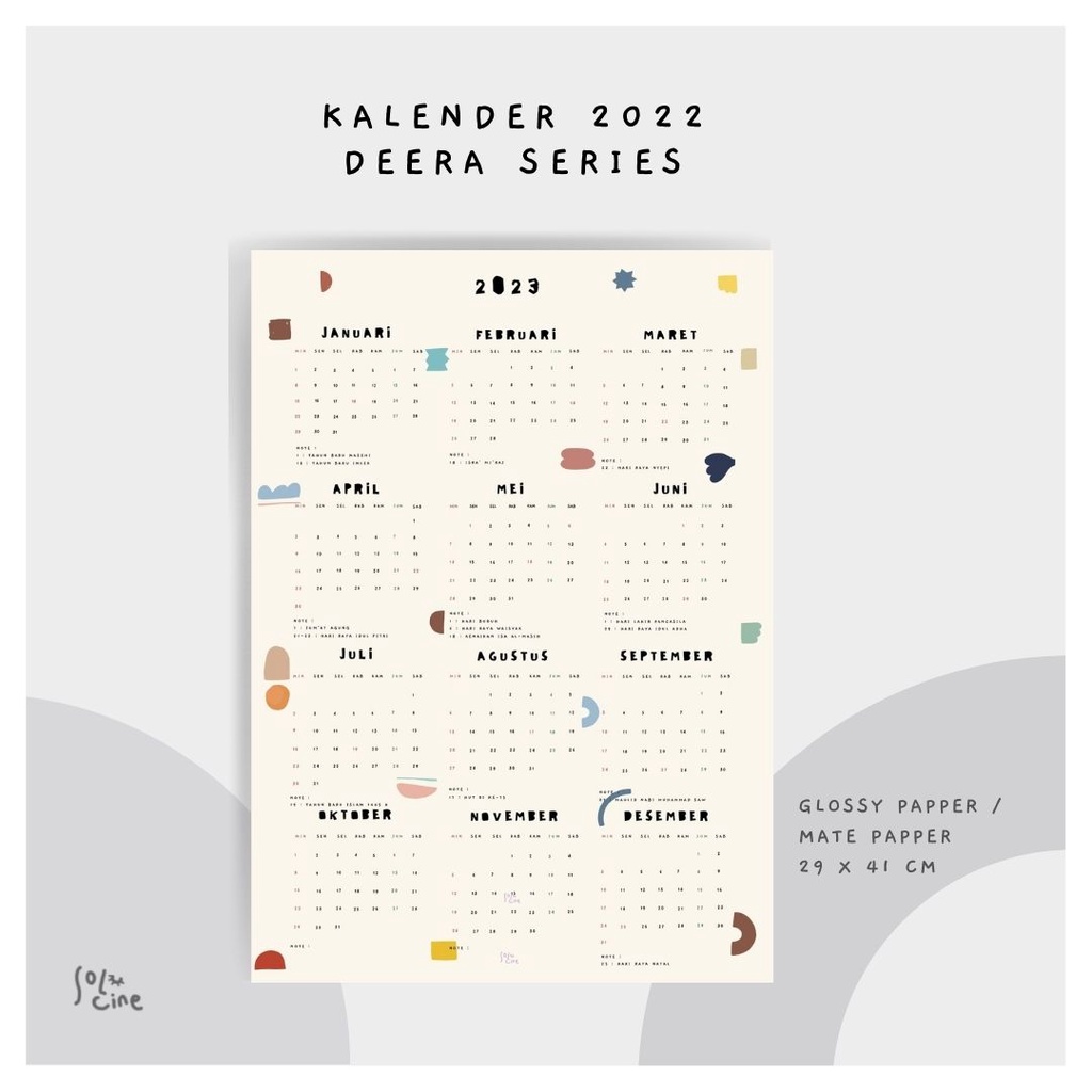 Jual Kalender 2024 Solucine - Kalender Aesthetic / Kalender dinding ...