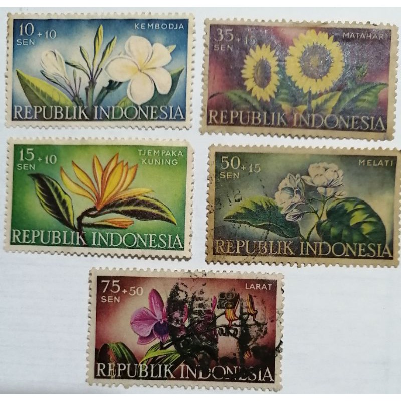 Jual Perangko lama Indonesia gambar Bunga tahun 1957 set 5 pcs | Shopee ...