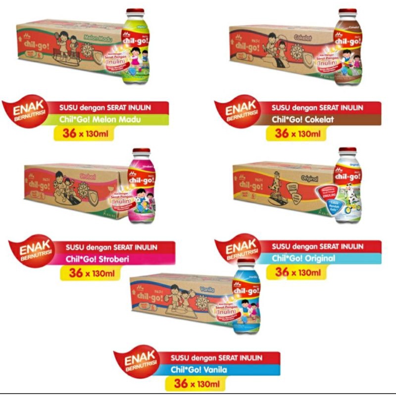 Jual Chil Go Botol 6x130ml Vanila Coklat Strawberry Original | Shopee ...