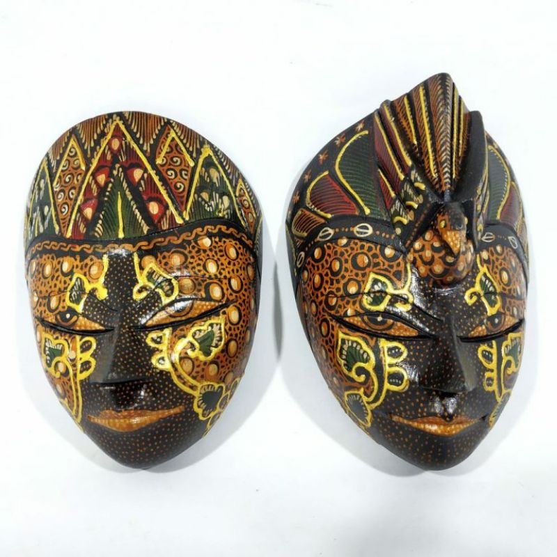Jual Topeng Kayu Batik Halus Wajah Rama Shinta Pajangan Hiasan Rumah ...
