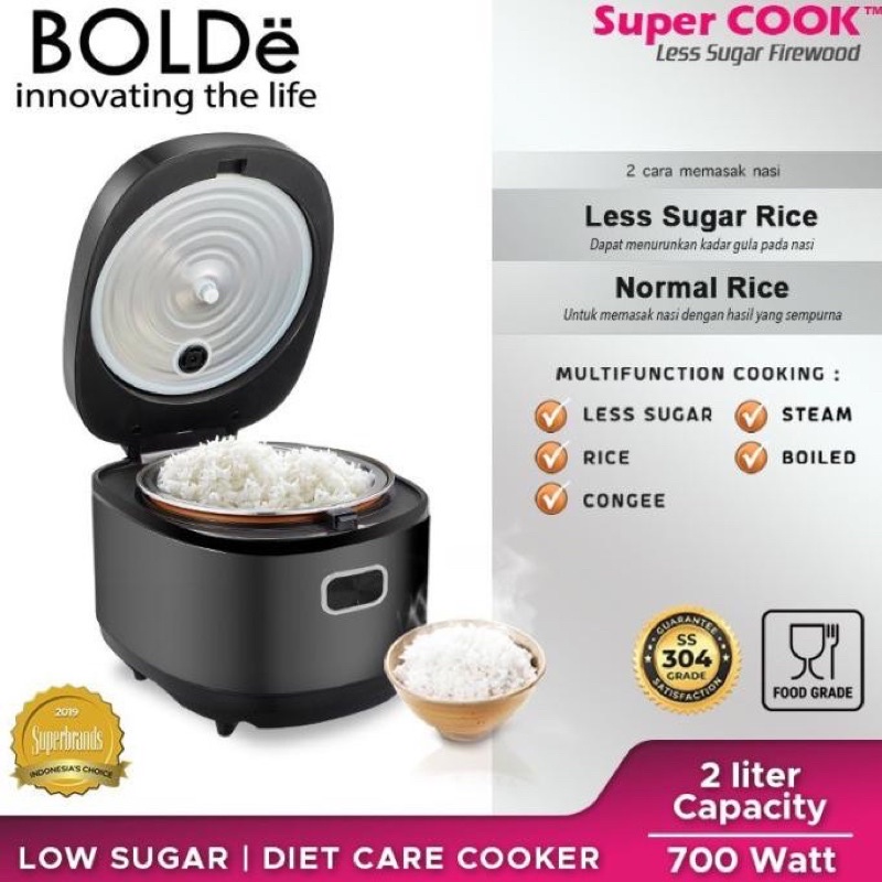 Jual BOLDE RICE COOKER LOW CARBO LESS SUGAR FIREWOOD 2 Liter | Shopee ...