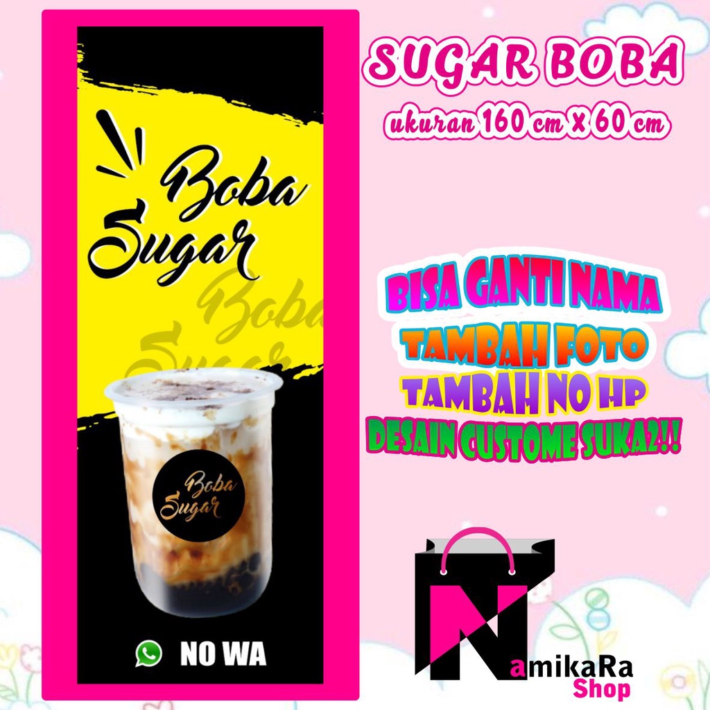 Jual Spanduk Banner Backdrop Sugar Boba / Banner Minuman Sugar Boba ...