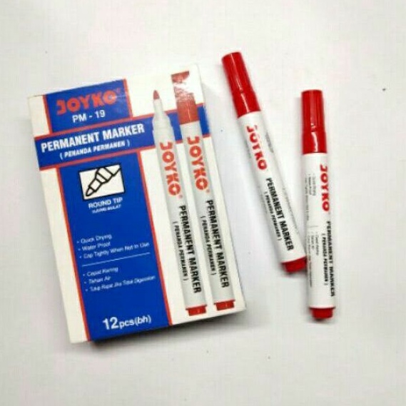 Jual spidol sepidol besar permanent JOYKO PERMANENT PM18 MERAH sepidol ...