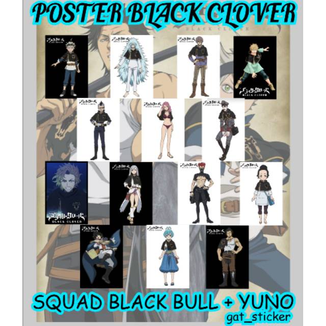 Jual Poster kru black bull / black clover a4 /1 paket | Shopee Indonesia