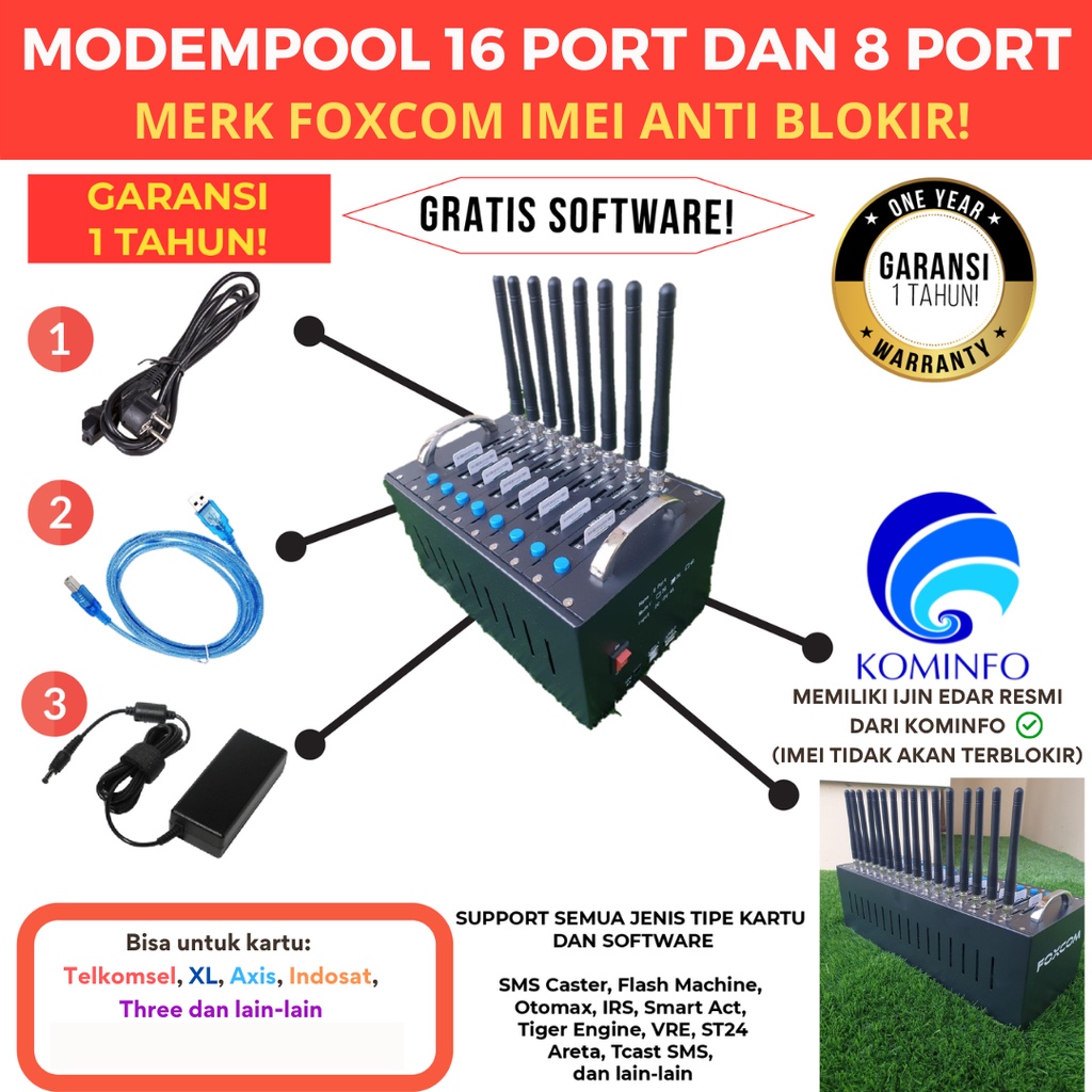 Jual MODEMPOOL FOXCOM 16 PORT DAN 8 PORT (2G-4G) CHIPSET QUECTEL M26 ...