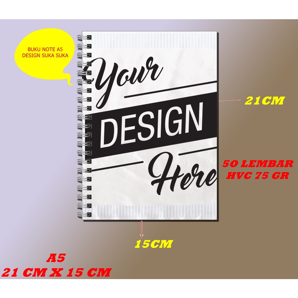 Jual Notebook custom A5/notes custom A5 21x15cm/cover depan belakang ...
