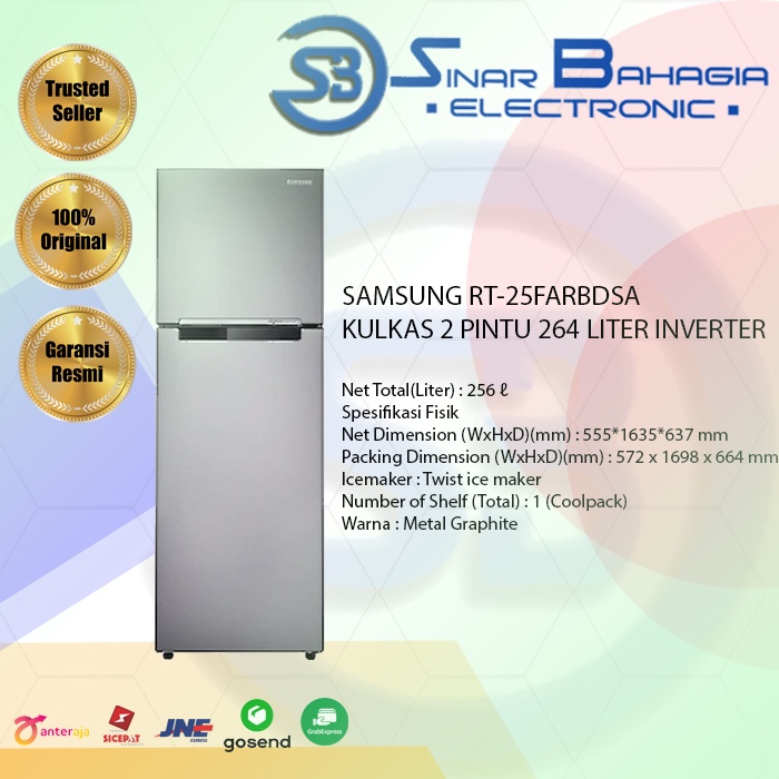 Jual SAMSUNG RT-25FARBDSA KULKAS 2 PINTU 256 LITER INVERTER (NEW ...