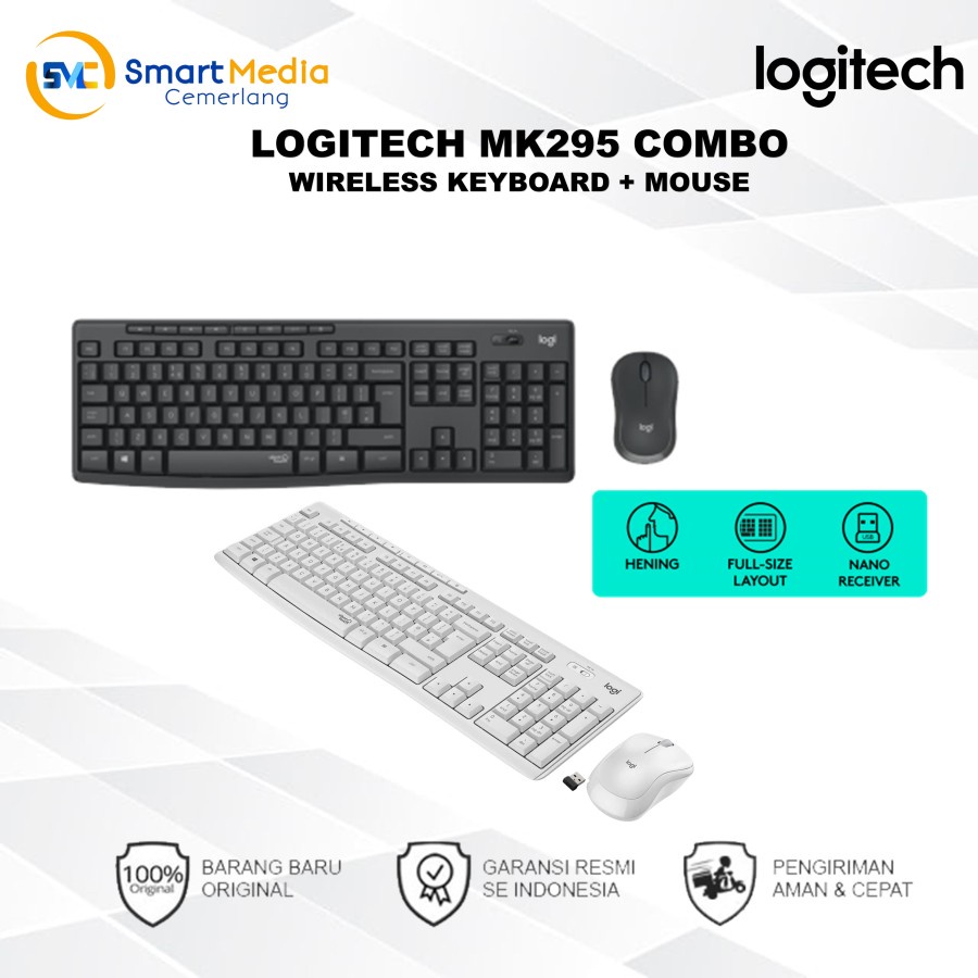 Jual Logitech Mk295 Silent Wireless Combo Keyboard Dan Mouse Hitam Shopee Indonesia