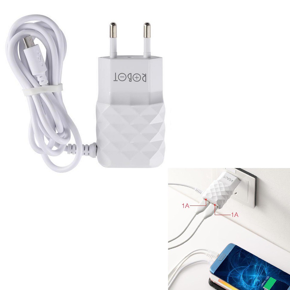 Jual Robot Power Charger Dual USB Output 2.1A (RT-K5) | Shopee Indonesia