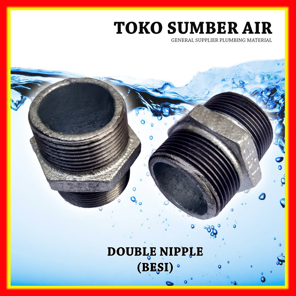 Jual DOUBLE NIPPLE GALVANIS 2 1/2 INCHI - DOBEL NEPEL BESI Sambungan Pipa dengan DRAT BSPT ...
