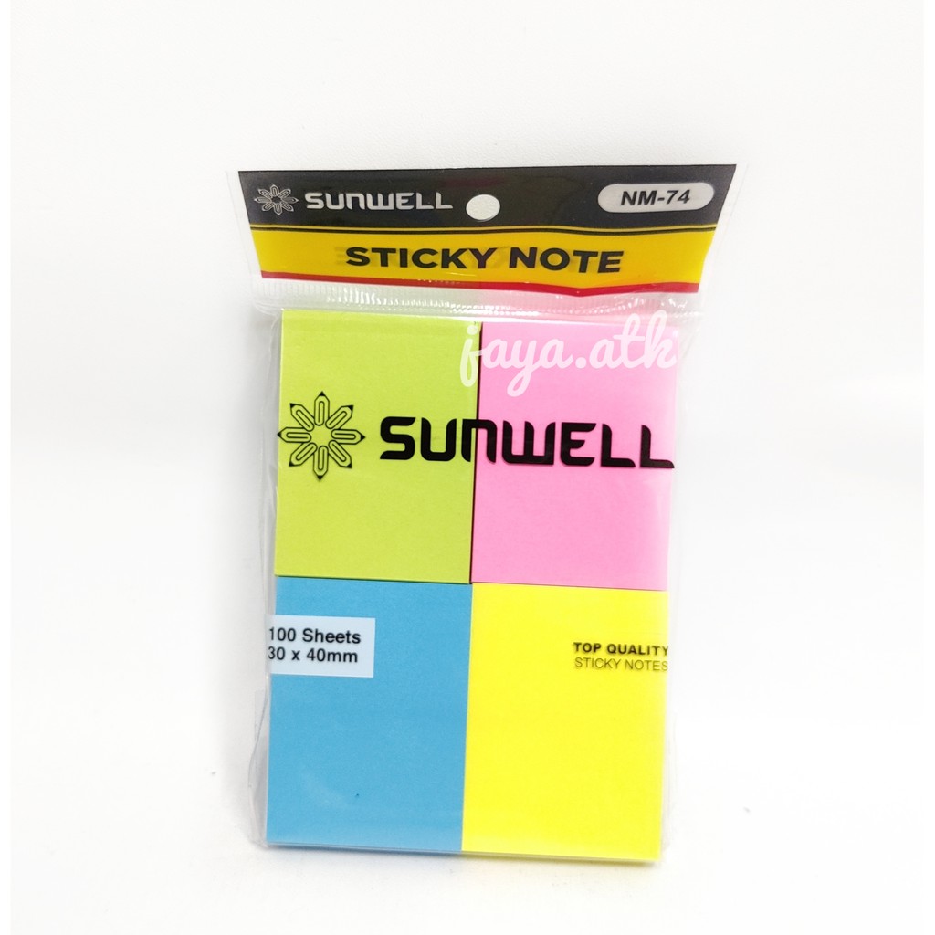 Jual STICKY NOTES STICK NOTES POLOS MEMO TEMPEL 4 WARNA 30 X 40 MM NM ...