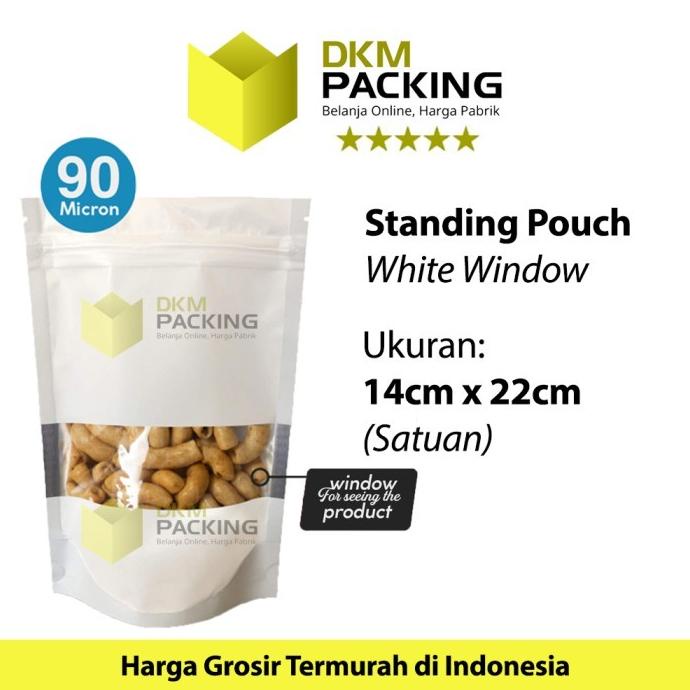 Jual Plastik Klip 14x22 Standing Pouch Window Putih Ziplock Sealer ...