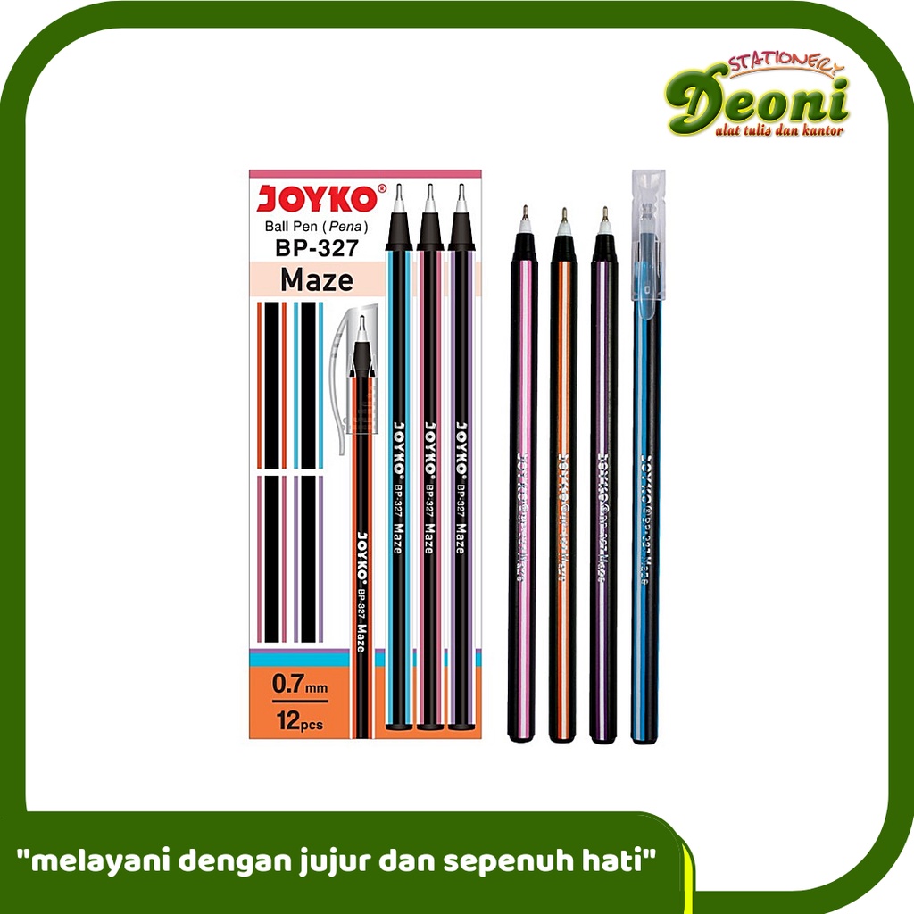 Jual JOYKO BP-327 Maze Ball Pen Pulpen Pena 0.7mm - Hitam ( 1 BOX, 12 PCS) | Shopee Indonesia