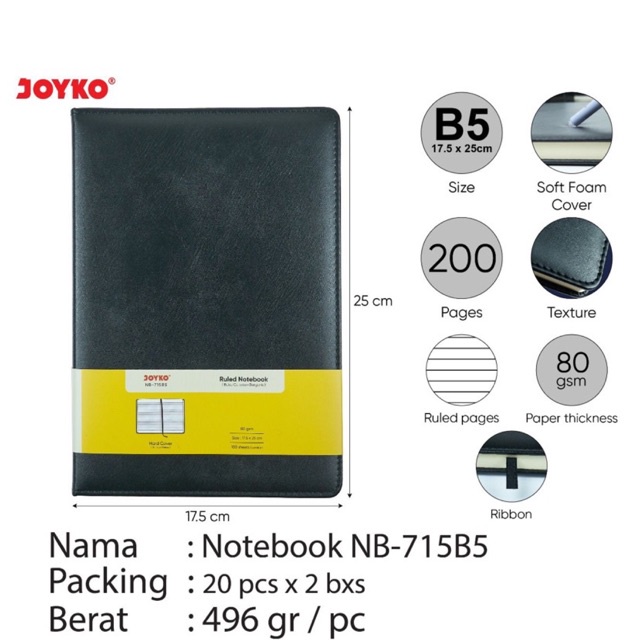 Jual Ruled Notebook NB-715B5 / Agenda / Diary Buku Catatan Bergaris B5 ...