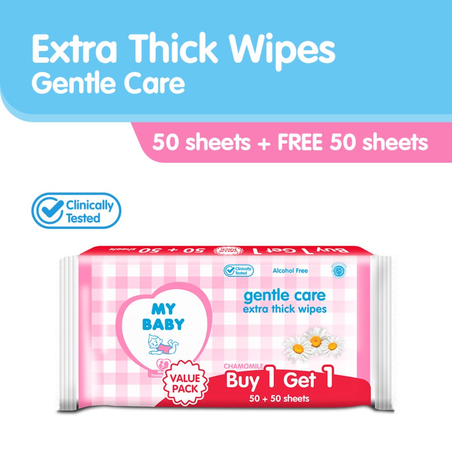 Jual MY BABY Extra Care Gentle Care Wipes 50 + 50 Sheets - Tisu Basah ...