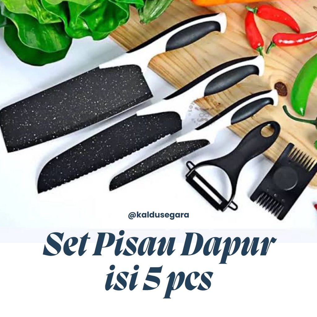 Jual PISAU SET ISI 5 PCS / SET PISAU DAPUR 5 IN 1 / PISAU SERBAGUNA ...