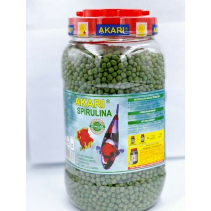 Jual Pakan Pakan Ikan Koi Akari Spirulina 1250 Gram ukuran 5mm | Shopee ...