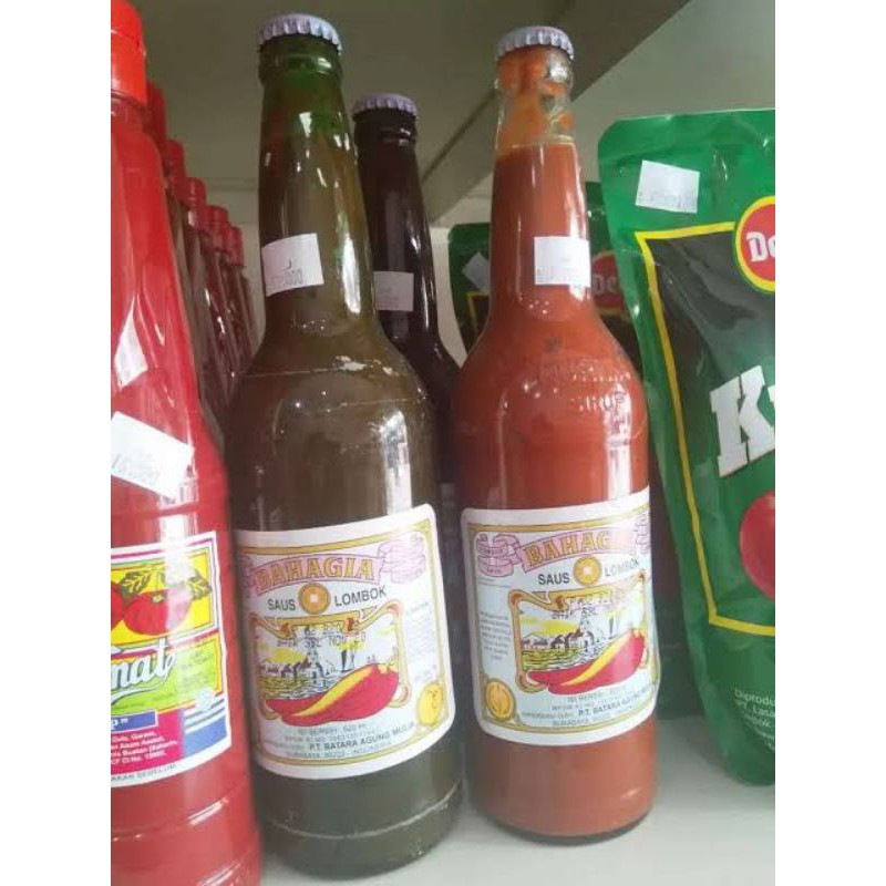 Jual saus lombok bahagia 620 ml botol kaca saos tomat abang bakso ...