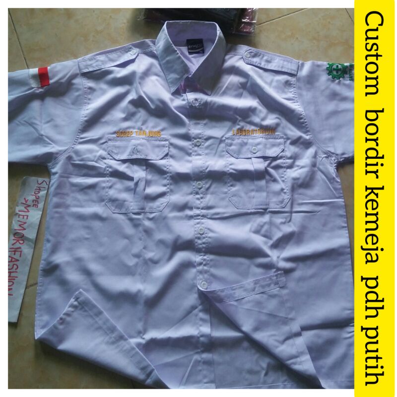 Jual CUSTOM BORDIR KEMEJA PUTIH PDH PDL | Shopee Indonesia