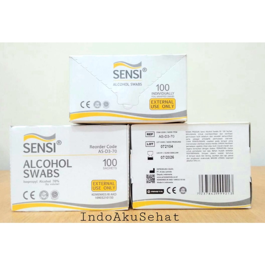 Jual ALKOHOL SWAB SENSI ALCOHOL SWAB TISU ALKOHOL ISI 100 TISSUE ...