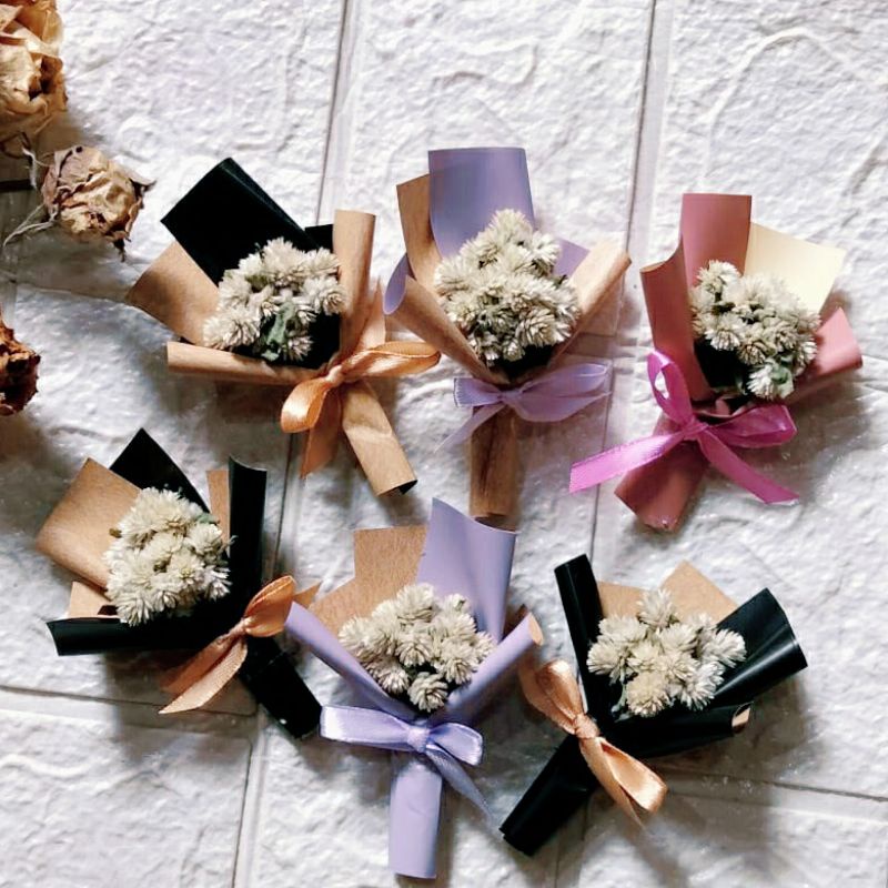Jual buket mini / kecil ready, bouquet rustik, bunga kering, sovenir ...