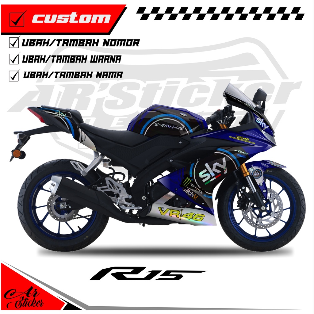 Jual Decal R15 V3 Hologram Pelangi, Chrome - Stiker Dekal Yamaha R15 V3 Full Body Desain SKY 011 ...