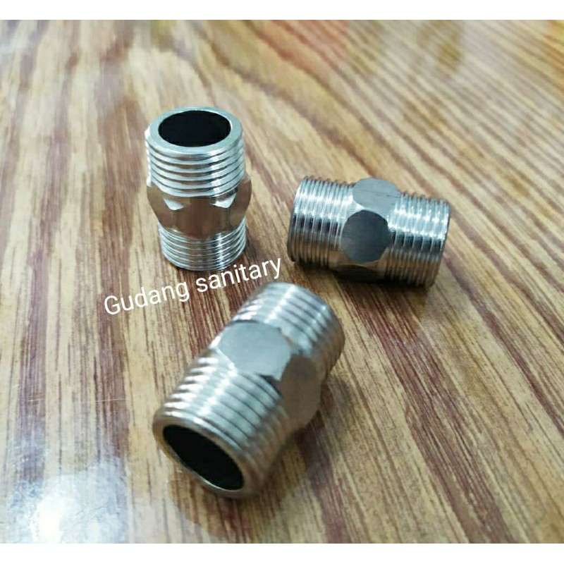 Jual double nepel stainless 1/2 inch double nepel 1/2 inch double nepel ...