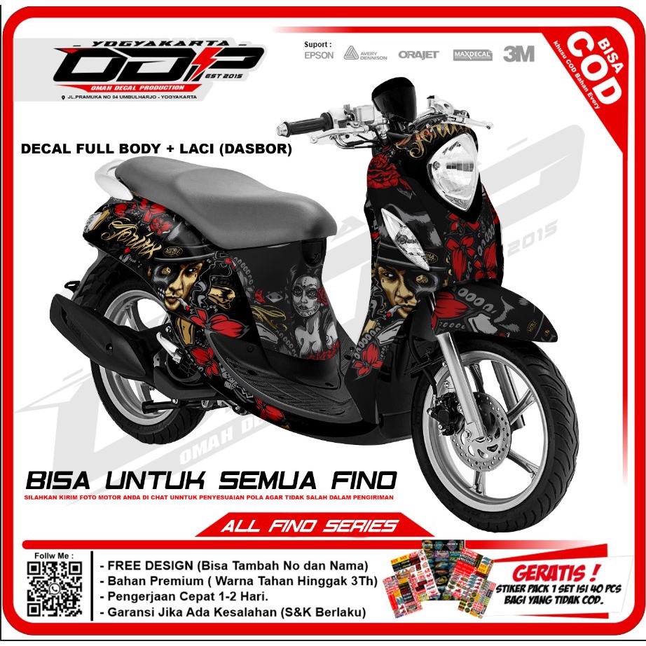 Jual Decal stiker yamaha Fino 125 custom full body dekal sticker logo ...