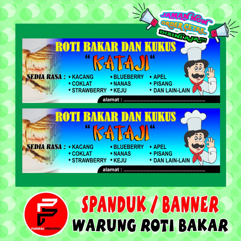 Jual Spanduk Roti Bakar/ Banner Toko Roti bakar / Spanduk Ukuran 3 x 1 ...
