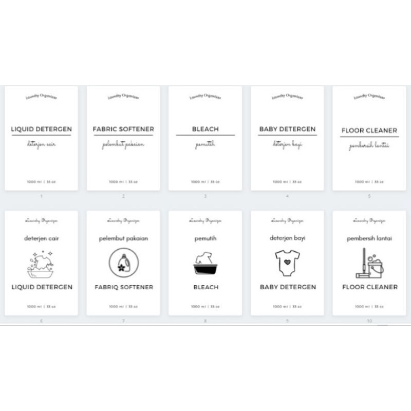 Jual STIKER Label Costum untuk Botol Laundry Jar Kulkas Tempat Bumbu ...