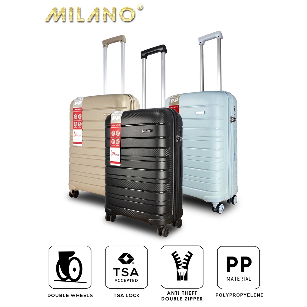 Jual Milano Koper Hardcase PP Fiber 20 Inch Anti Theft Garansi Resmi ...