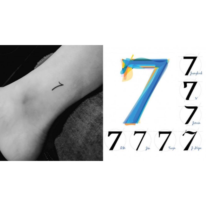 Jual Tato Basic Tahan 5-7 Hari Tato BTS Angka 7 Stiker Tato Namjoon Kim ...