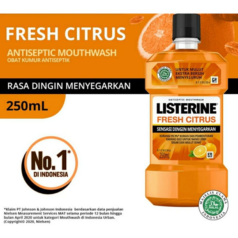 Jual Listerine Mouthwash Fresh Citrus Antiseptic 250ml | Shopee Indonesia