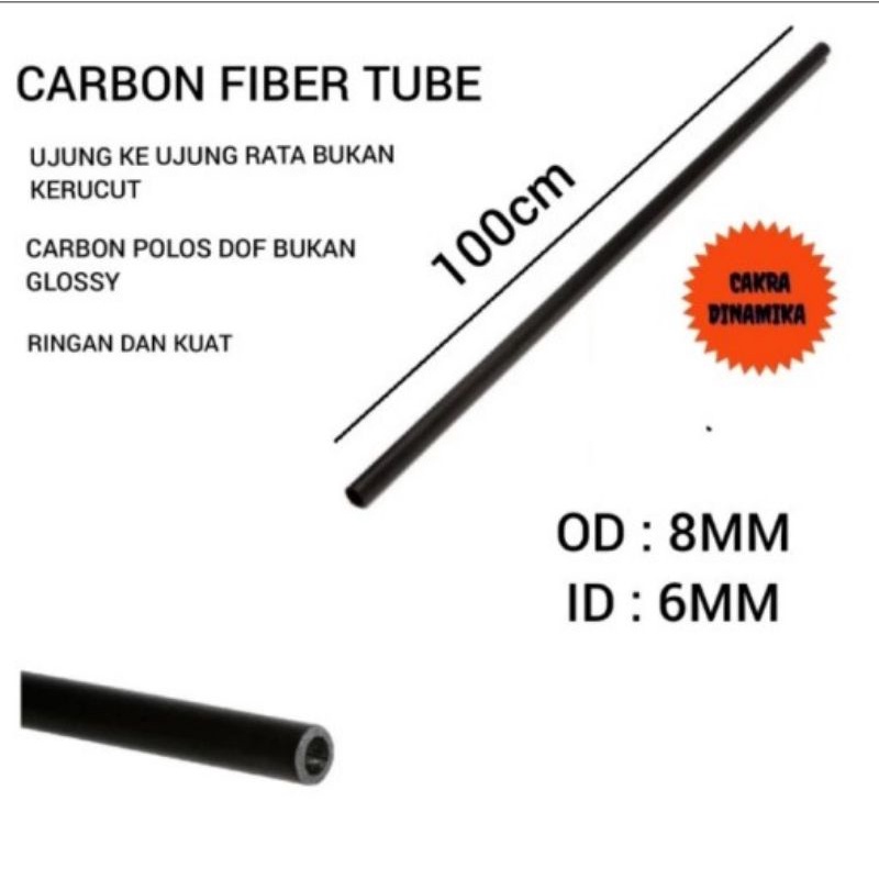 Jual Carbon tube 8mm x 6mm x 100cm pipa karbon holo polos dof | Shopee ...