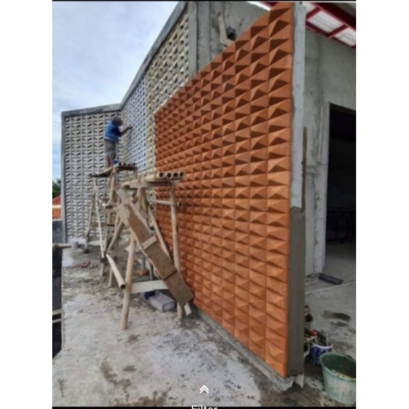 Jual roster beton/beton/minimalis/ bata mozaik merah | Shopee Indonesia
