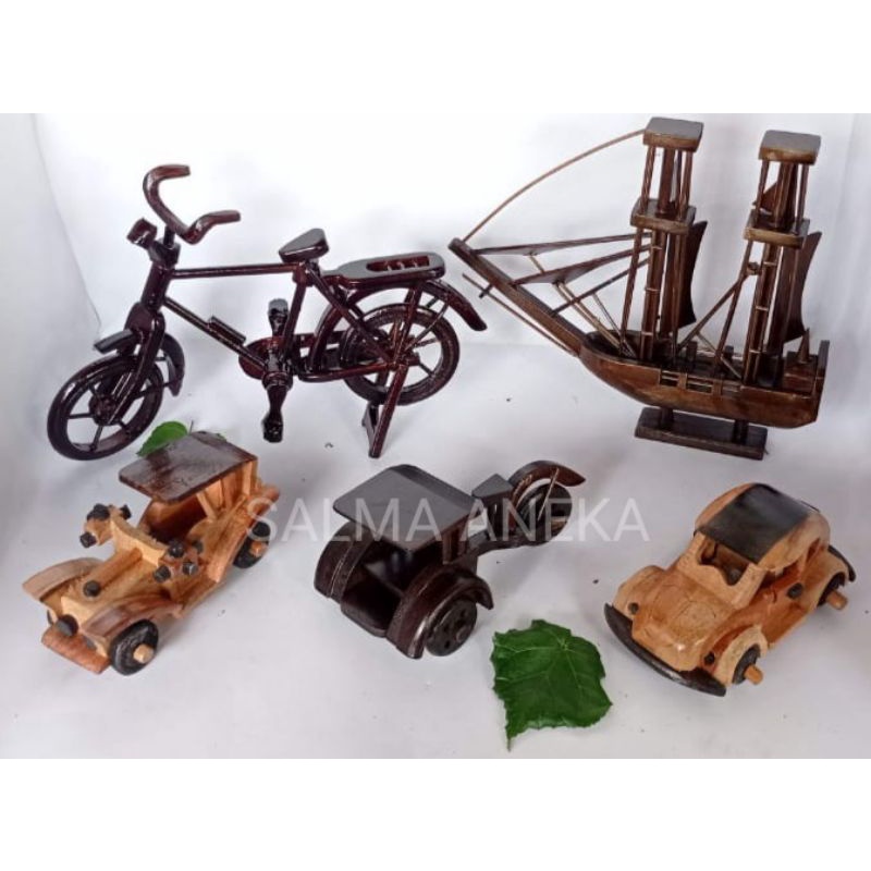 Jual PAKET MINIATUR KAYU SEPEDA KAPAL MOBIL BECAK | Shopee Indonesia