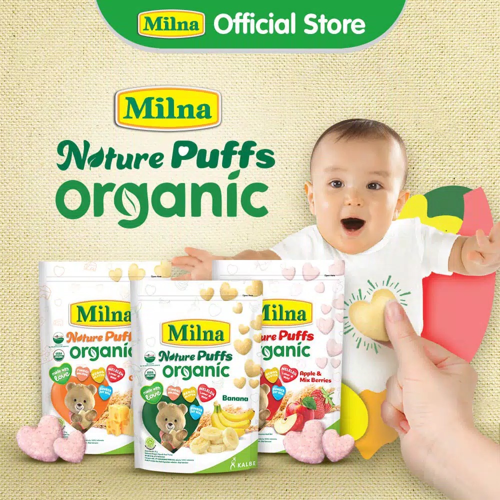 Jual Milna Nature Puff Organic 15gr Cemilan Anak Snack MPASI | Shopee ...