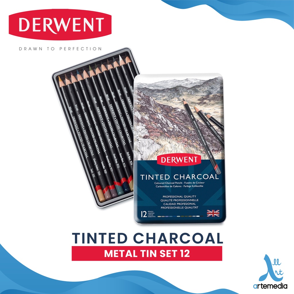Jual Derwent Tinted Charcoal Pencil Color 12 Metal Tin Set | Shopee Indonesia