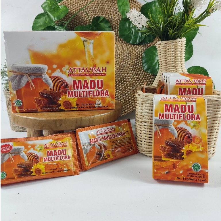 Jual Madu Multiflora Attaubah Honey Sachet - Original - Madu Murni ...
