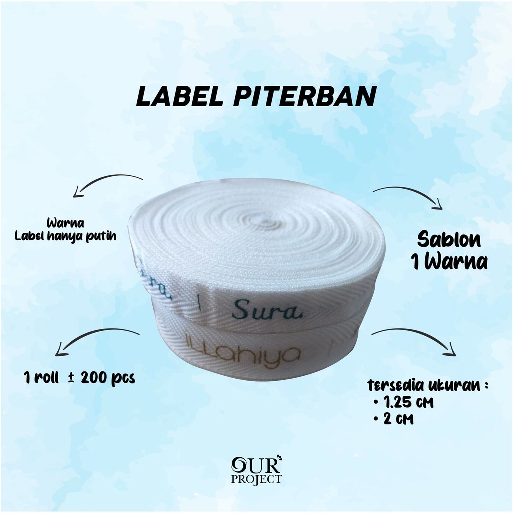 Jual [1 ROLL] LABEL MERK PITERBAN SABLON 1 WARNA / FITERBAN / LABEL ...