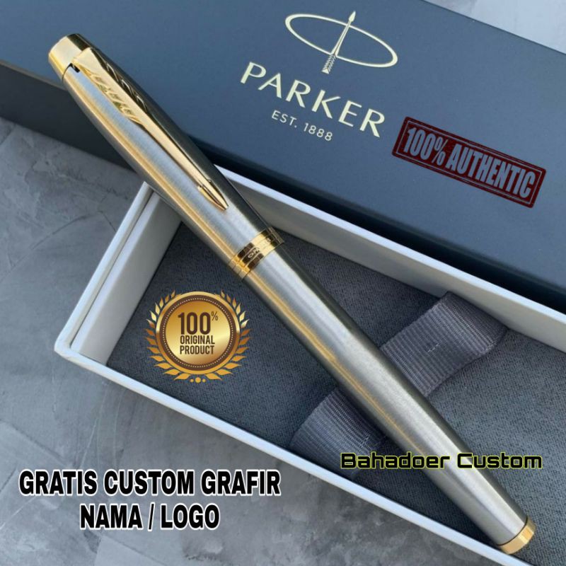 Jual PULPEN PARKER SIGNATURE ORIGINAL NEW IM BRUSHED METAL CLIP GOLD ...