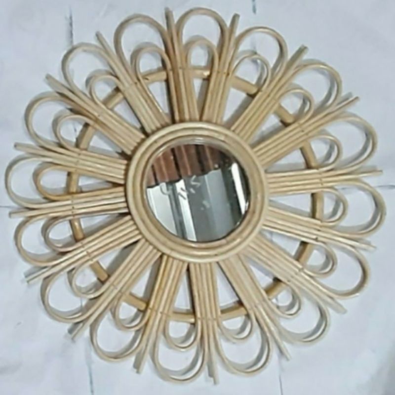 Jual Cermin Hias Rotan ukuran full 35-40cm diameter cermin 10cm ...