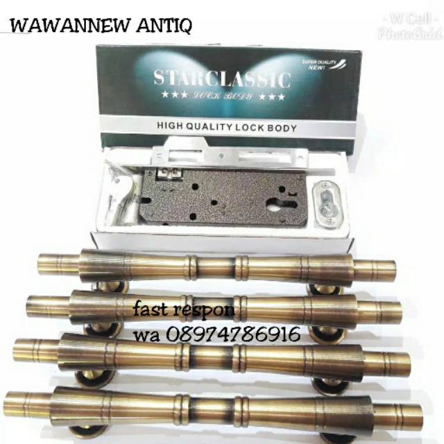 Jual Handle Pintu / Gagang Pintu Rumah Pagar Kuningan Antik Motif Bambu ...