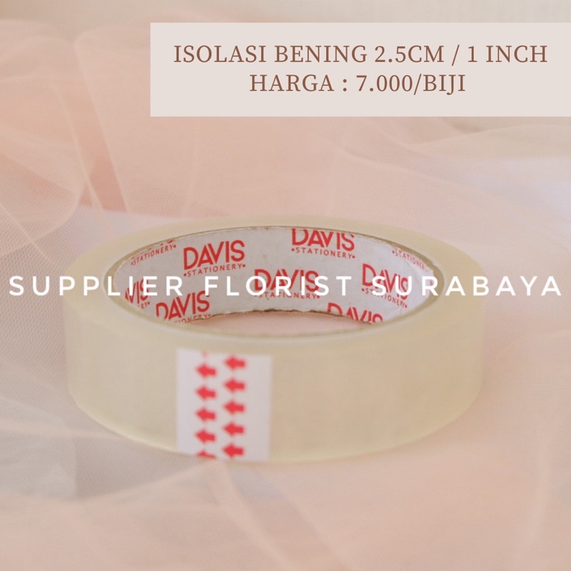 Jual isolasi bening 2cm/isolasi plastik/isolasi davis merah/isolasi ...
