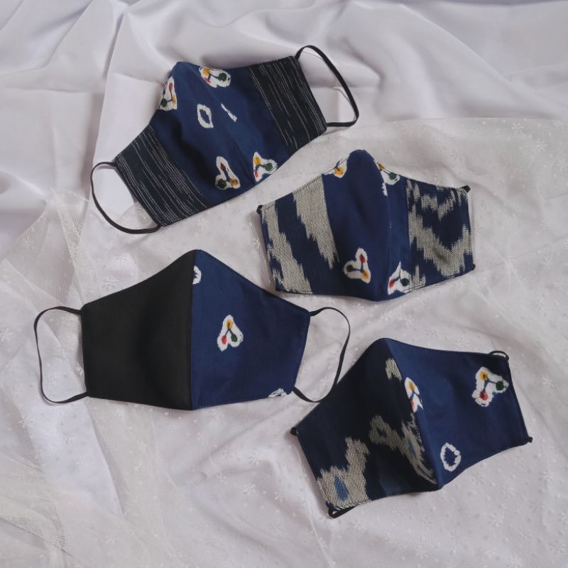 Jual Masker Two Tone - Masker kain dua motif - Tenun Troso - Lurik ...
