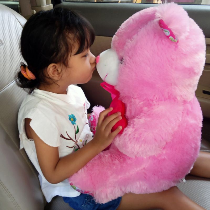 Jual PROMO Boneka Teddy Bear Love Pink Lucu Bear L Pink Boneka Beruang ...