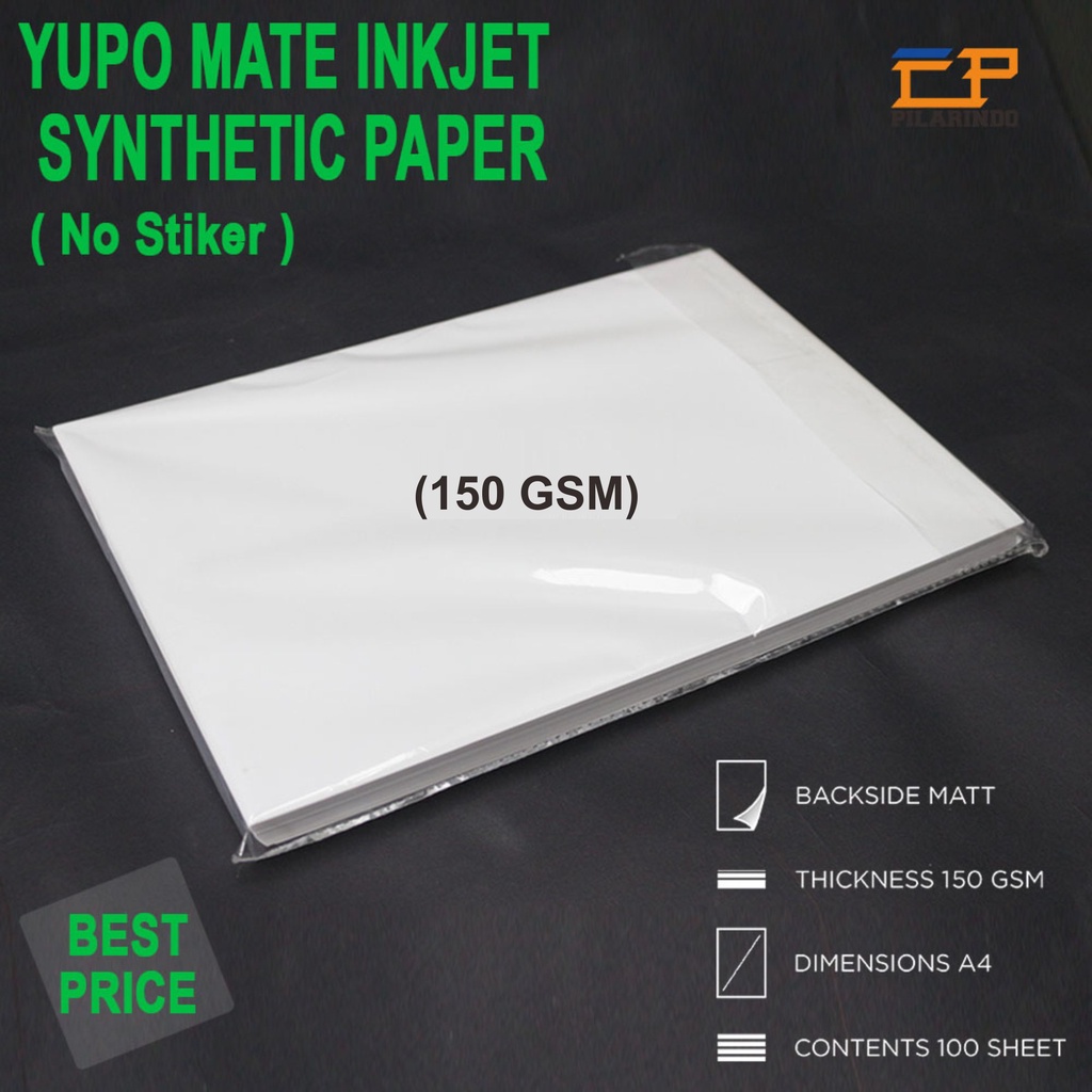 Jual Kertas Yupo Sintetik Inkjet - Yupo mate 150 GSM isi 100 lembar ...