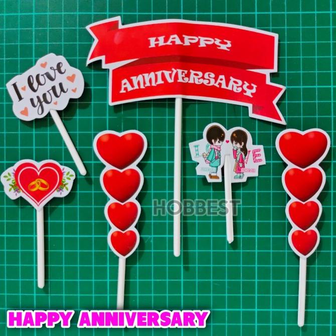 Jual TOPPER CAKE KERTAS HAPPY ANNIVERSARY Dekorasi Hiasan Kue Ultah ...